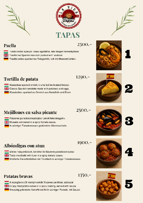 Étlap :: La Vida Tapas